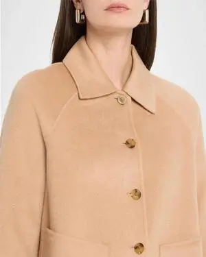 Neiman Marcus Double-faced Cashmere Short Coat - Camel