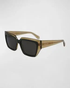 FERRAGAMO Logo Acetate Butterfly Sunglasses - Transparent Khaki/green