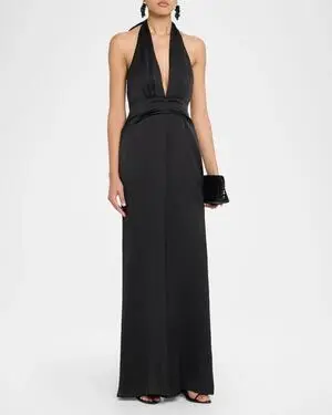 Ramy Brook Desiree Backless Plunging Jumpsuit - Black