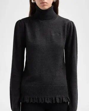GANNI Merino Wool Turtleneck Sweater