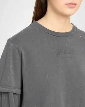GANNI Heavy Jersey Double Sleeve Cotton Top