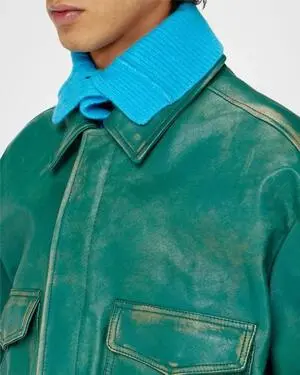 DIESEL Apos;s Uman Cropped Leather Jacket - Green