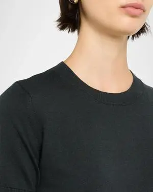 Max Mara Short-sleeve Cotton Knit Crewneck Sweater - Green
