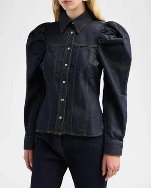GANNI Slub Denim Shirt