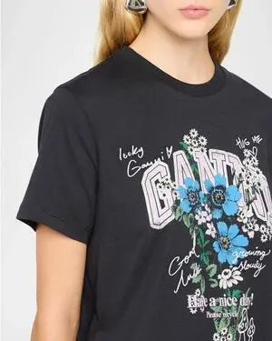 GANNI Flower Print Relaxed Crewneck T-shirt - Phantom