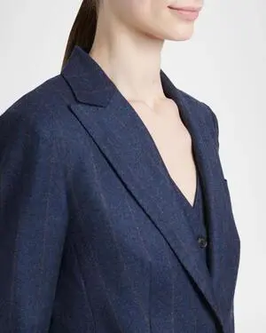 Kiton Pinstripe Wool-cashmere Single-breasted Jacket - Blue