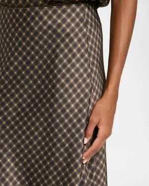 Vince Ombrê Plaid Slip Skirt - Black/came