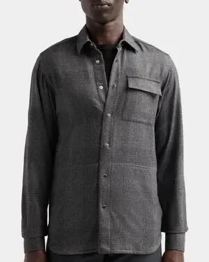 Kiton Apos;s Buba Plaid Wool-cotton-cashmere Shirt - Medium Gre