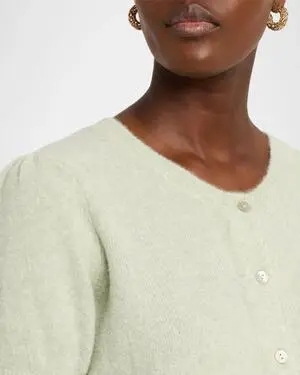 Rails Lora Ruffle-trim Puff-sleeve Cardigan