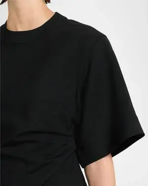 RÓHE Sculptural Draped Short-sleeve Midi Dress