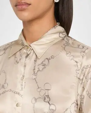 L & APOS;AGENCE Tyler Silk Button-front Blouse - Soft Macad