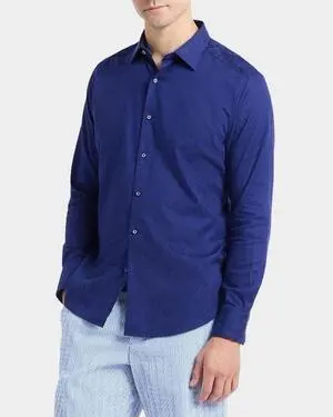 ROBERT GRAHAM Apos;s Hudson Cotton-stretch Tonal Paisley Sport Shirt - Navy