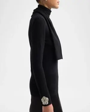 Chiara Boni La Petite Robe Reum Scarf Turtleneck Sweater - Black