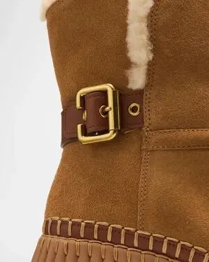 Chloé Nama Shearling-lined Suede Ankle Boots - Pottery Brown