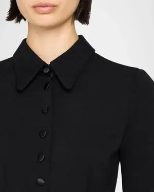 Dolce & Gabbana Satin Buttoned Wool-blend Jersey Long-sleeve Midi Dress