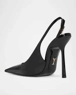Retrofete Carrie 110mm Patent Leather Slingback Pumps - Black