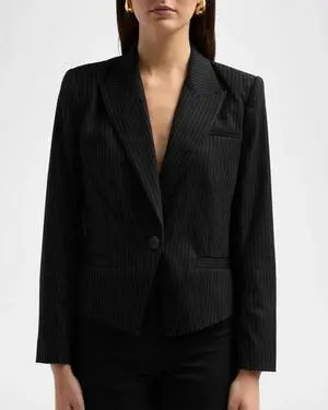 L & APOS;AGENCE Misa Cropped Pinstripe Blazer