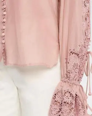 Kobi Halperin Arielle Lace-trim Ruffle Blouse