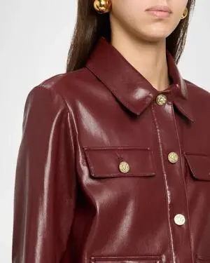 Alice + Olivia Alex Faux-leather Boxy Jacket - Cognac