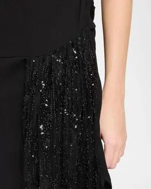 Staud Effie Embellished Asymmetric High-neck Dress
