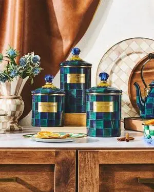 MACKENZIE-CHILDS Check Large Canister - Juniper