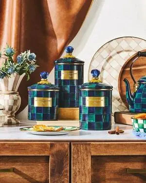 MACKENZIE-CHILDS Medium Check Canister - Juniper