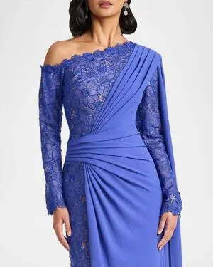 Tadashi Shoji Ravelle Lace-paneled Column Gown