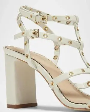 Cinq À Sept Maisie Grommet Strappy Leather Block Sandals - Ivory