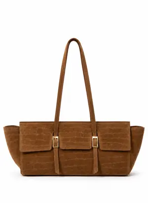 ELLEME Le Bateau Large Croco Suede - Cognac