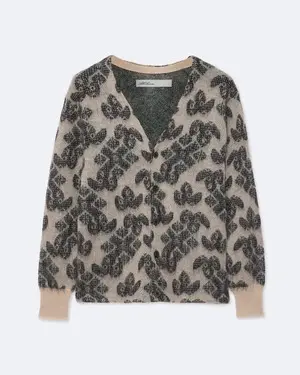 ALLSAINTS Galactic Jacquard-knit Alpaca-blend Cardigan Grey/black