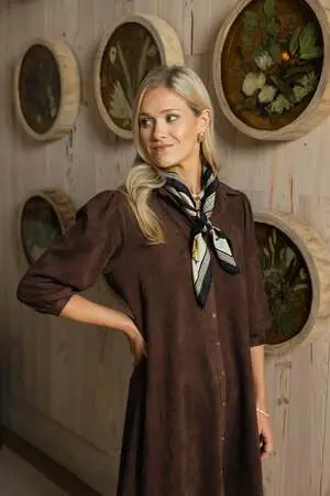 DUFFIELD LANE Suede Ashlynn Dress - Chicory