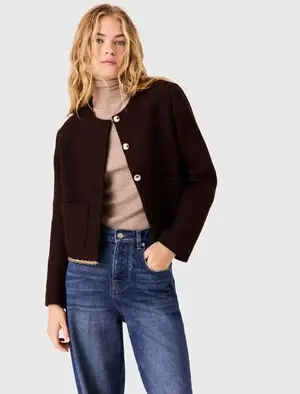Maje Tweed Jacket With Chain Trim