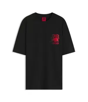 Hugo X Rb Cotton T-shirt With Bull Motif - Black