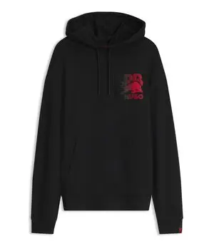 Hugo X Rb Cotton Hoodie With Bull Motif - Black