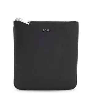 BOSS Structured Envelope Bag With Silver-tone Logo Lettering - Black