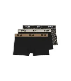 BOSS Three-pack Of Logo-detail Trunks In Stretch Cotton - Beige