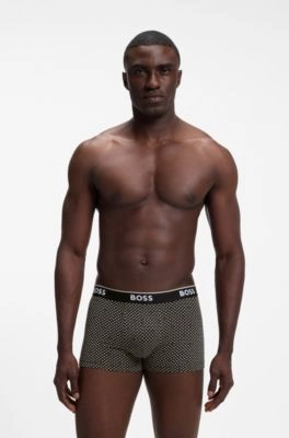 BOSS Three-pack Of Logo-detail Trunks In Stretch Cotton