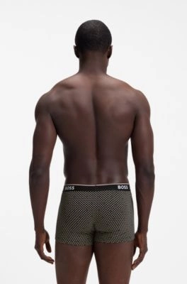 BOSS Three-pack Of Logo-detail Trunks In Stretch Cotton