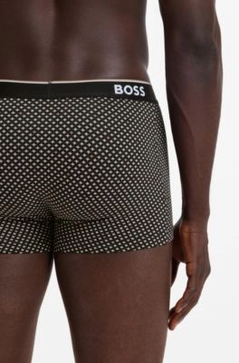 BOSS Three-pack Of Logo-detail Trunks In Stretch Cotton