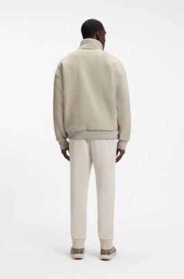 BOSS Logo-embroidered Zip-up Sweatshirt In Teddy Fleece