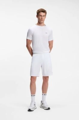 BOSS Active Slim-fit T-shirt With Signature-stripe Collar