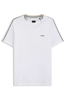 BOSS Active Slim-fit T-shirt With Signature-stripe Collar