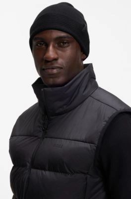BOSS Knit Beanie In Temperature-regulating Stretch Fabric