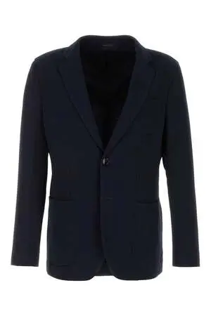 GIORGIO ARMANI Navy Jersey Blazer - Blue