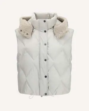 Brunello Cucinelli Padded Vest With Shearling Hood
