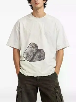WARMAN Graphic-print Distressed T-shirt