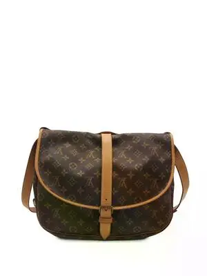 LOUIS VUITTON 1991 Monogram Saumur 35 Crossbody Bag - Brown
