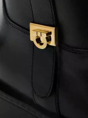 FERRAGAMO Gancini-plaque Leather Boots - Black
