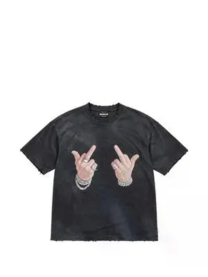 WARMAN Graphic-print Distressed T-shirt - Black
