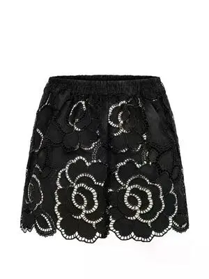 CISSA Boxer Floral-lace Mini Skirt - Black